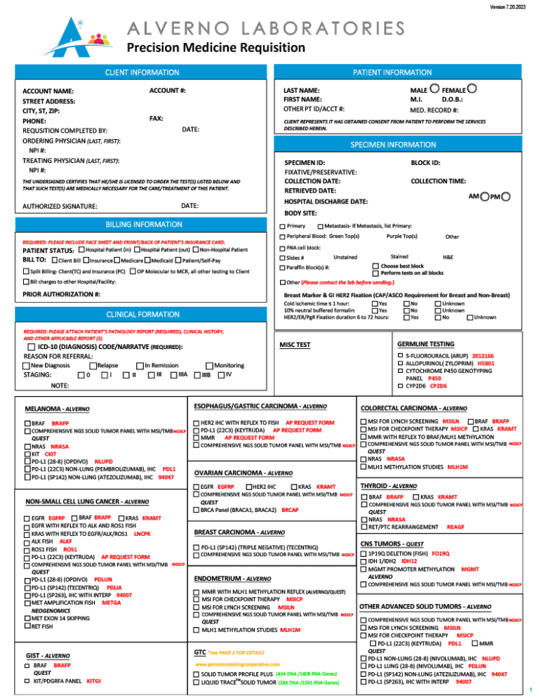 Provider Forms | Alverno Laboratories | Illinois and Indiana