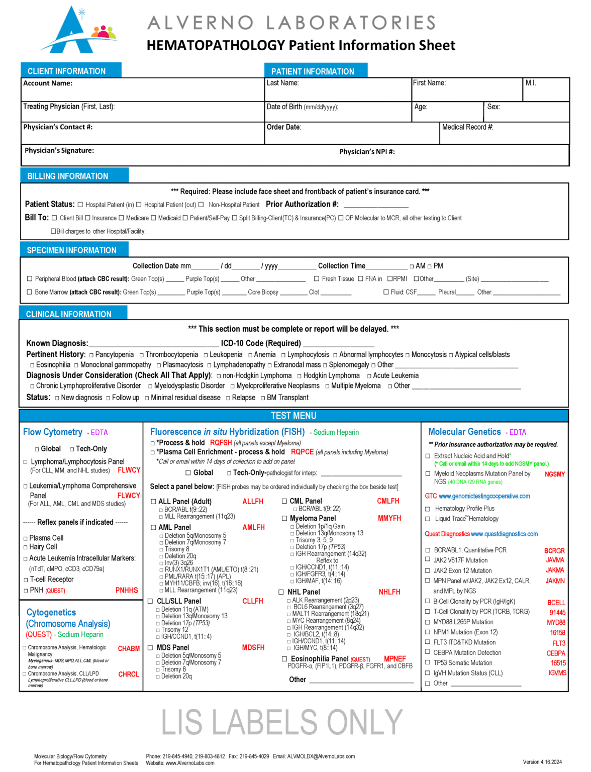 Provider Forms | Alverno Laboratories | Illinois and Indiana